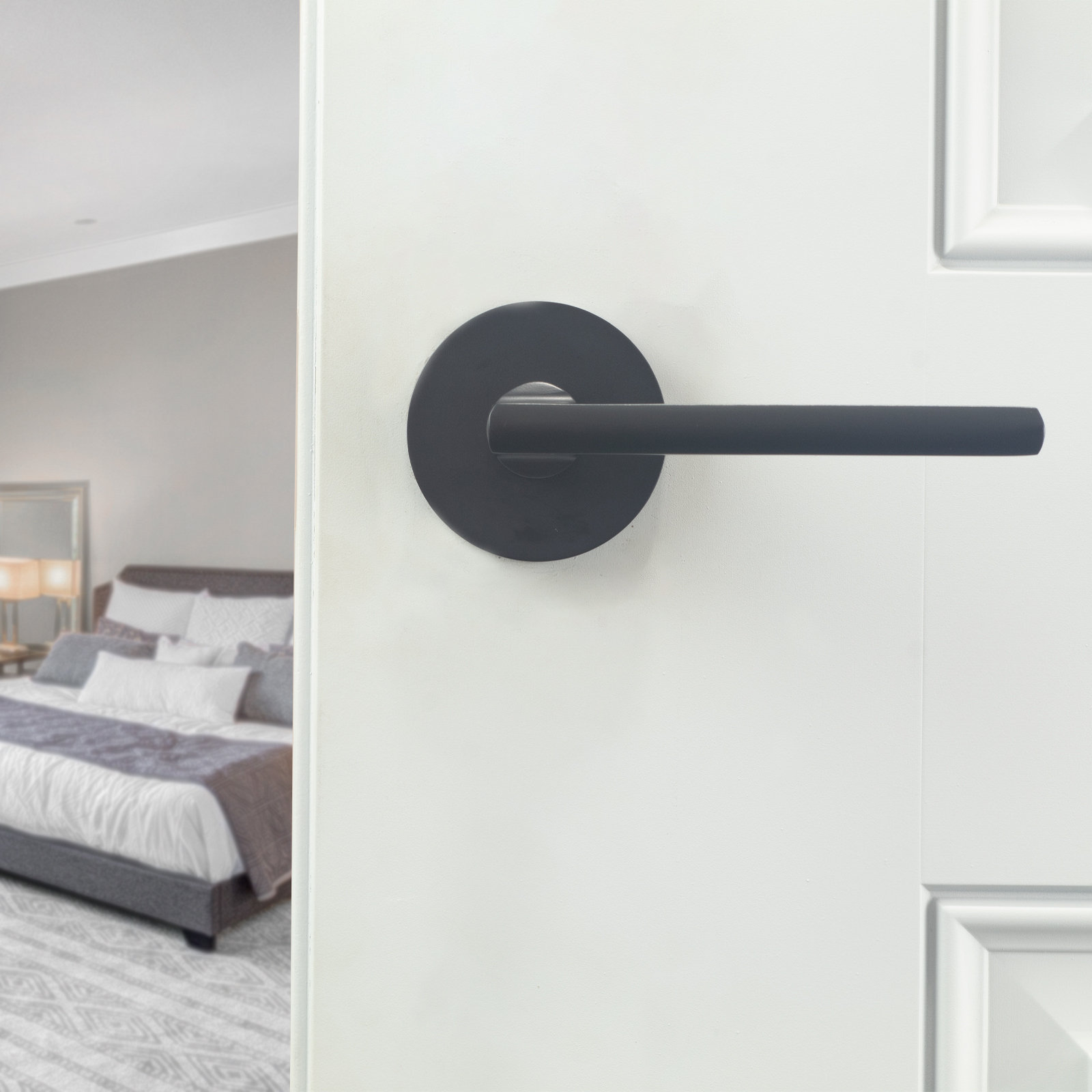 Bravura Hardware Adjustable Door Lever with Round Rosette | Wayfair