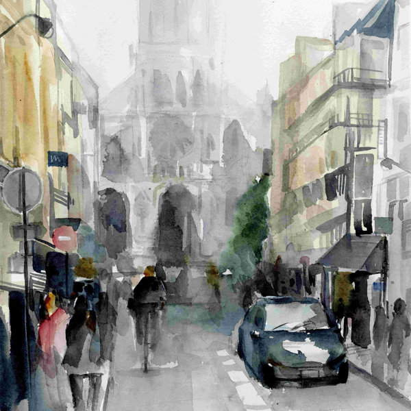 Winston Porter Abstract Watercolor Cityscape - Wrapped Canvas Print ...