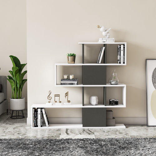 Hashtag Home Karlin Geometric Bookcase Bookshelf Shelving Unit ...