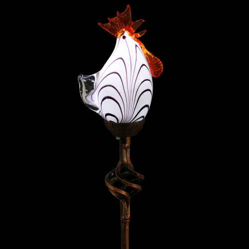 Exhart Solar Glass Rooster Garden Stake in Pink, 32 Inch & Reviews ...