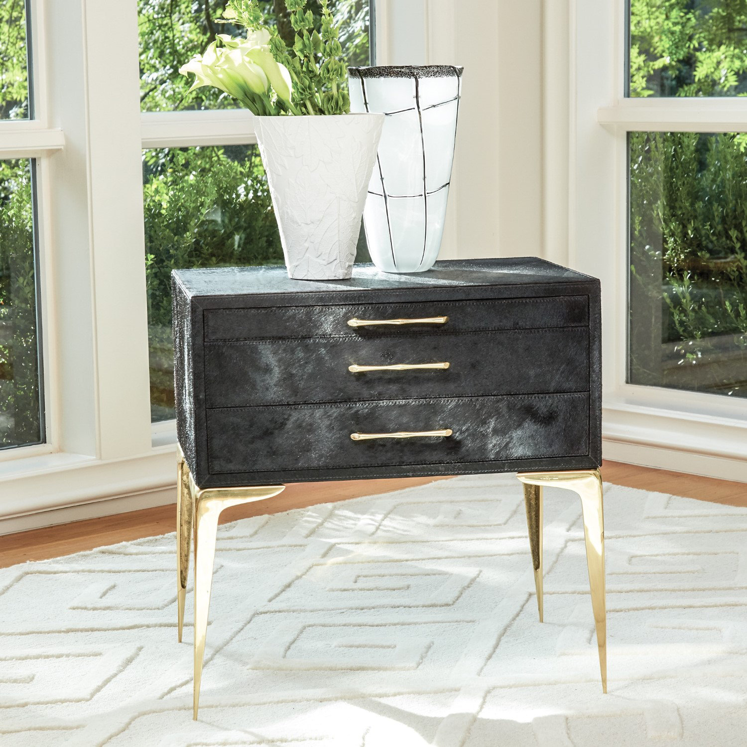 Global Views Stiletto Bedside Table-Hair-on-Hide | Wayfair