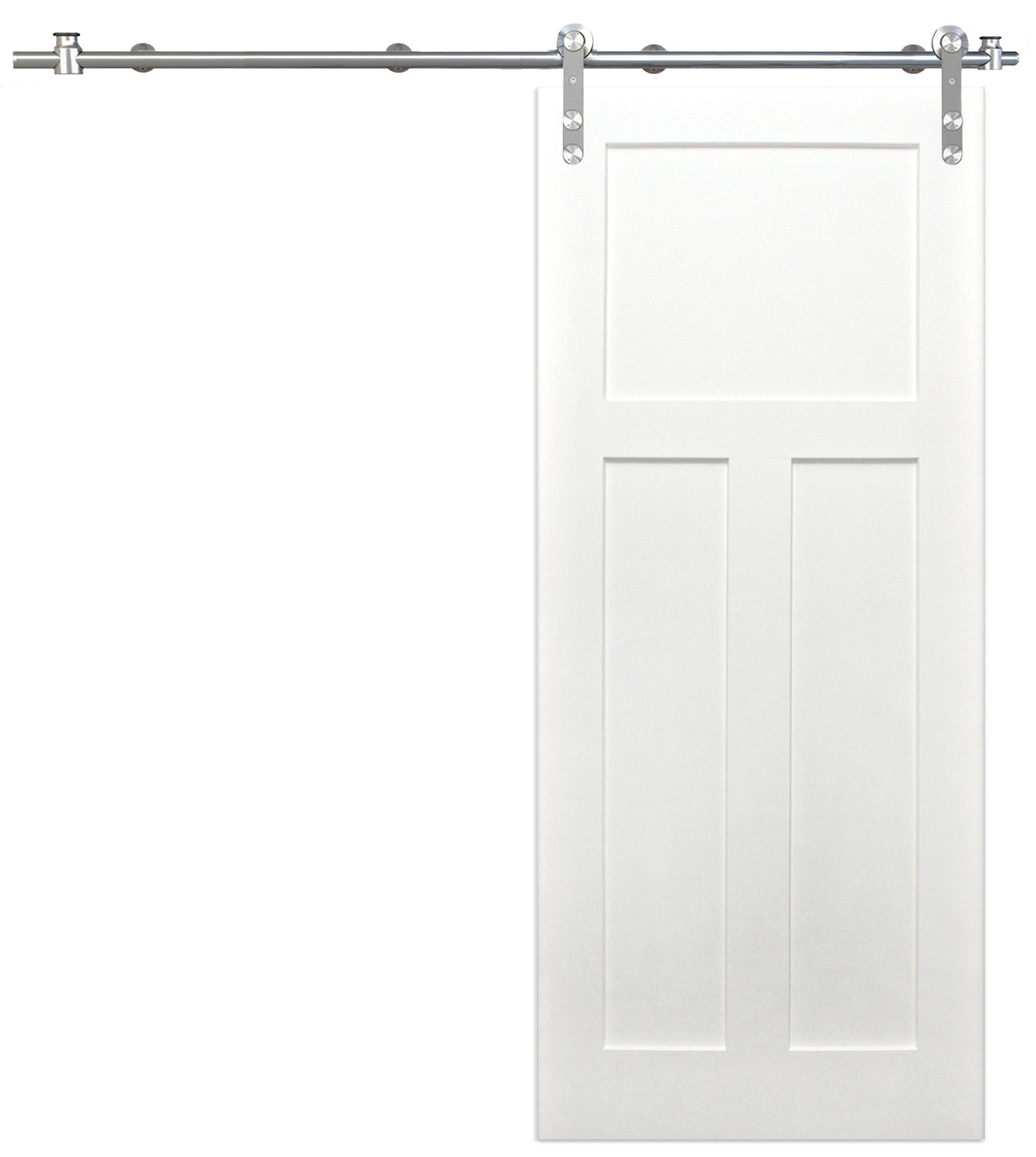 CreativeEntryways Paneled Wood Primed Shaker Barn Door with ...