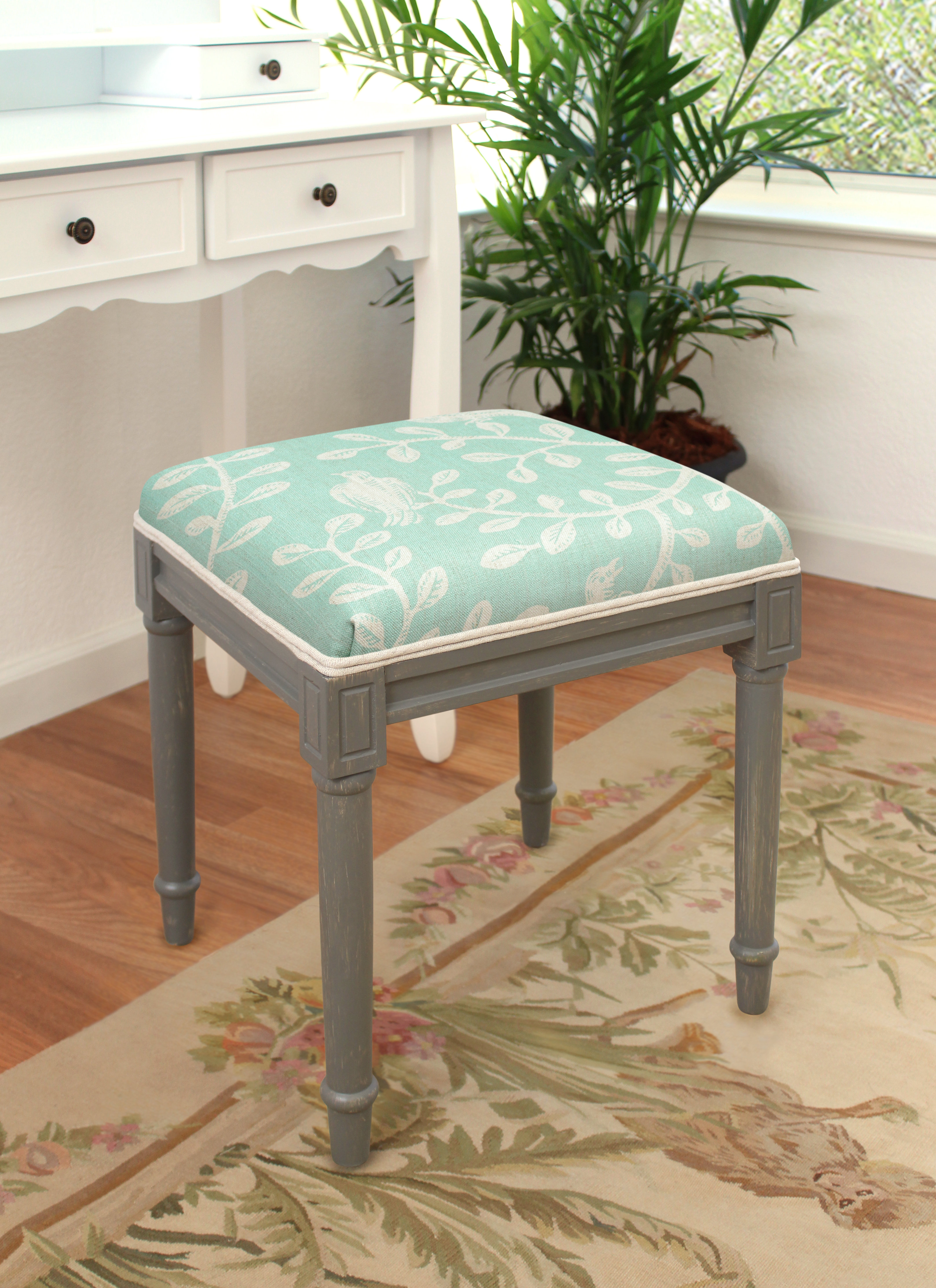 123 Creations 19'' Tall Solid Wood Vanity Stool & Reviews | Wayfair