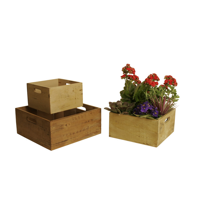 WaldImports 3 Piece Solid Wood Crate Set & Reviews | Wayfair