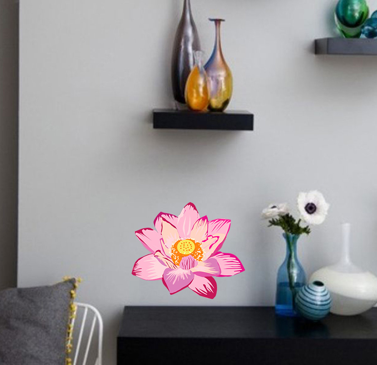 Trinx Lotus Wall Decal, Lotus Wall Sticker, Lotus Wall Decor | Wayfair