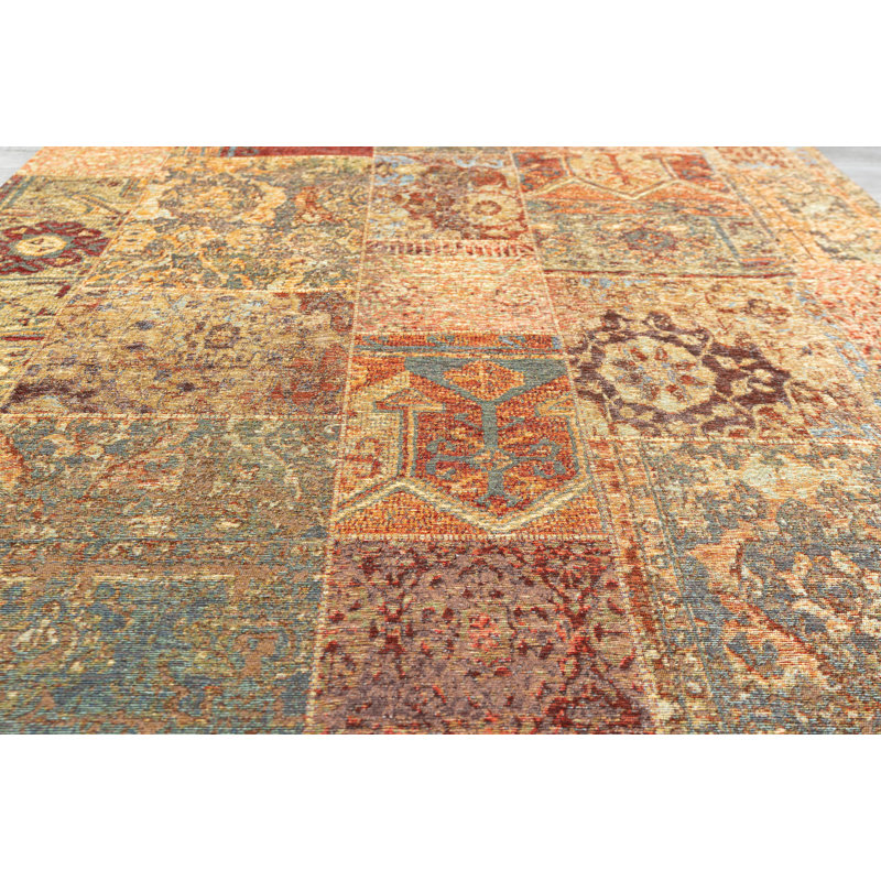 Bungalow Rose Performance Yellow/Orange/Red Rug | Wayfair