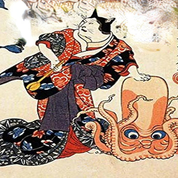 Red Barrel Studio® Cat Dressed In Japanese Clothing With An Octopus ...