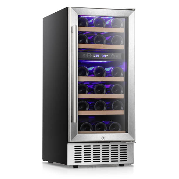 CasoDesign 15.55'' 24 Bottle Dual Zone Free-standing Wine Refrigerator ...