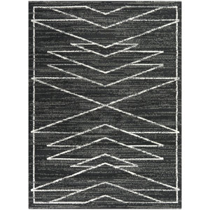 Union Rustic Kunkle Machine Woven / Power Loomed Performance Black Rug ...