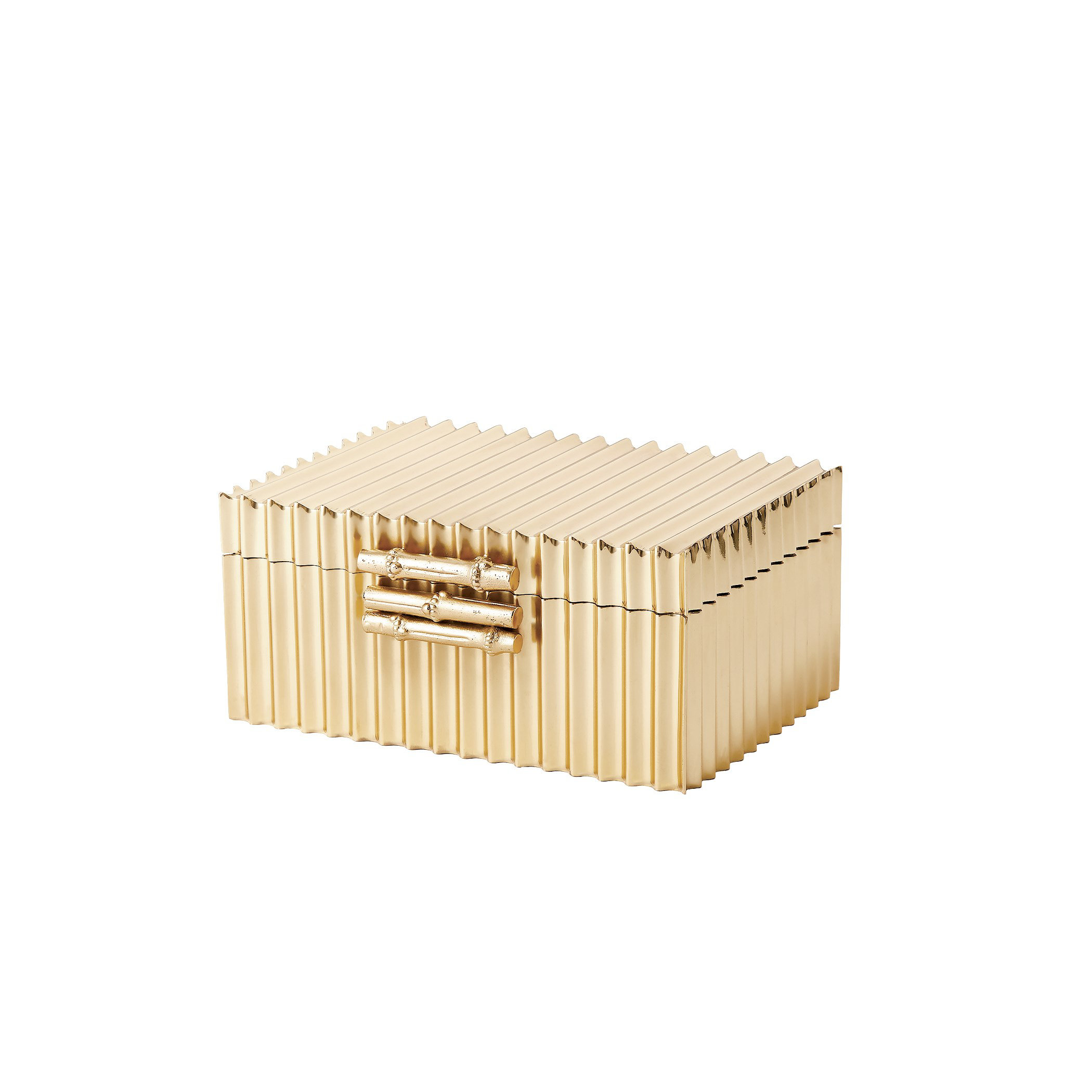 Global Views Corrugated Bamboo Box-Brass-Lg | Wayfair