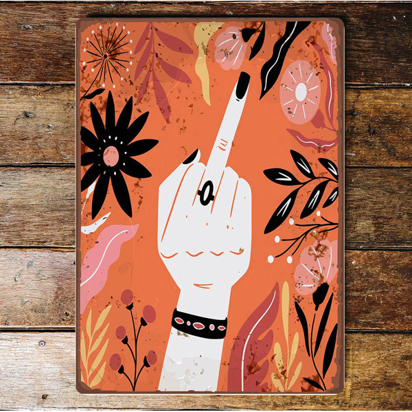 East Urban Home Middle Finger Punk Rocker Flowers Metal Wall Décor ...