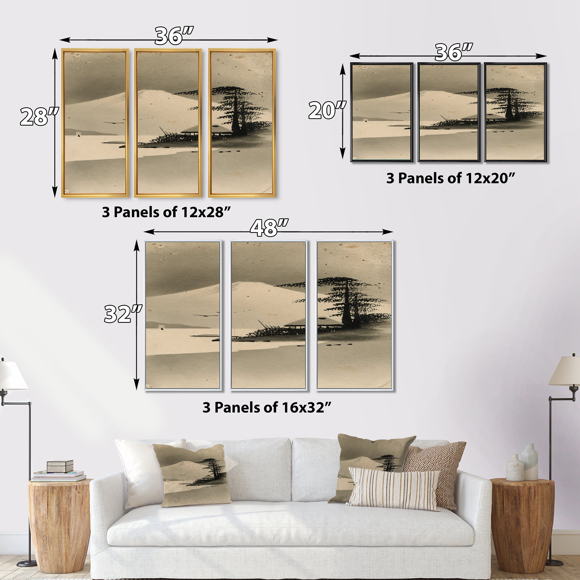 Loon Peak® Winter Landscape With Fuji Mountain - 3 Piece Floater Frame ...