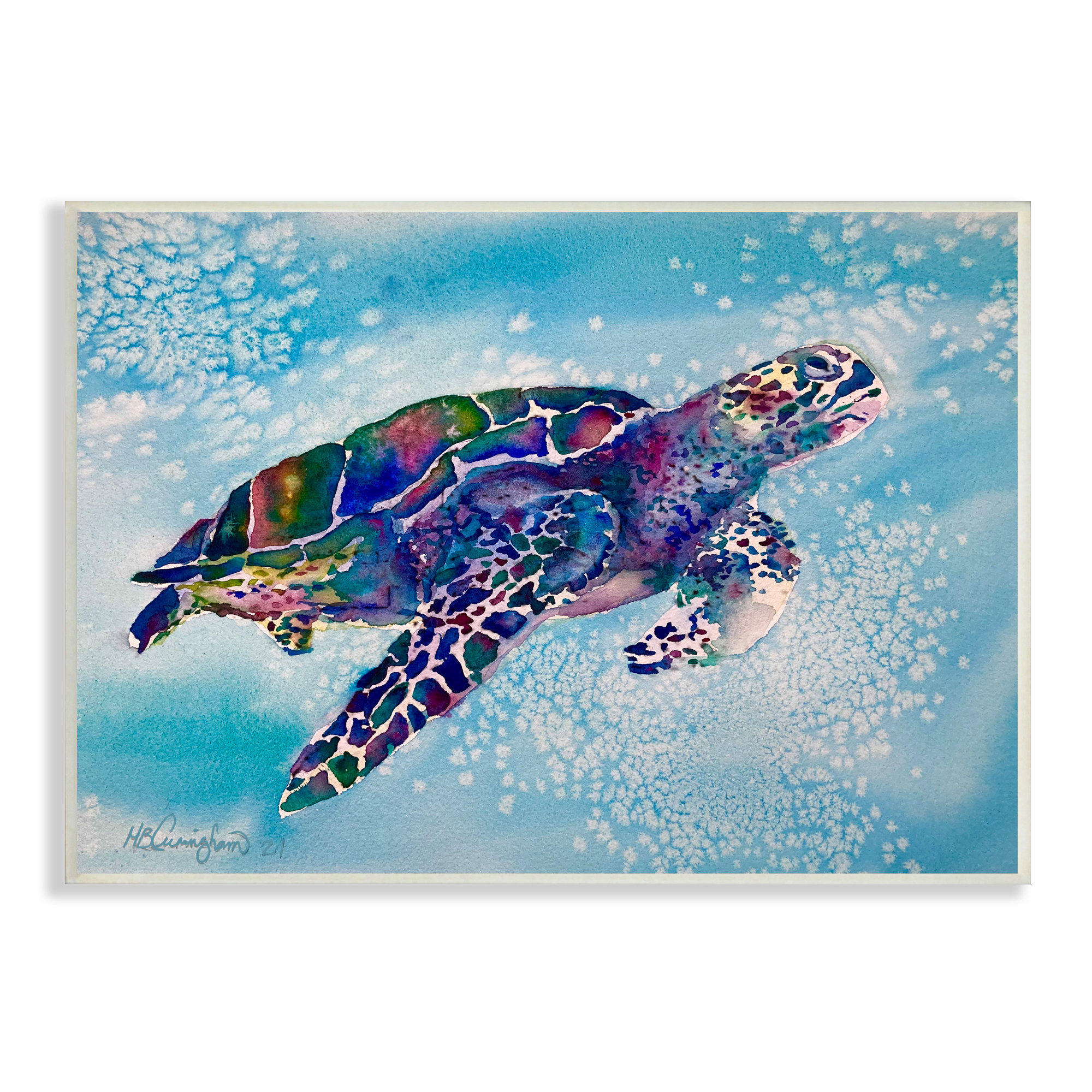 Stupell Industries Beautiful Sea Turtle Swimming Stippled Water ...