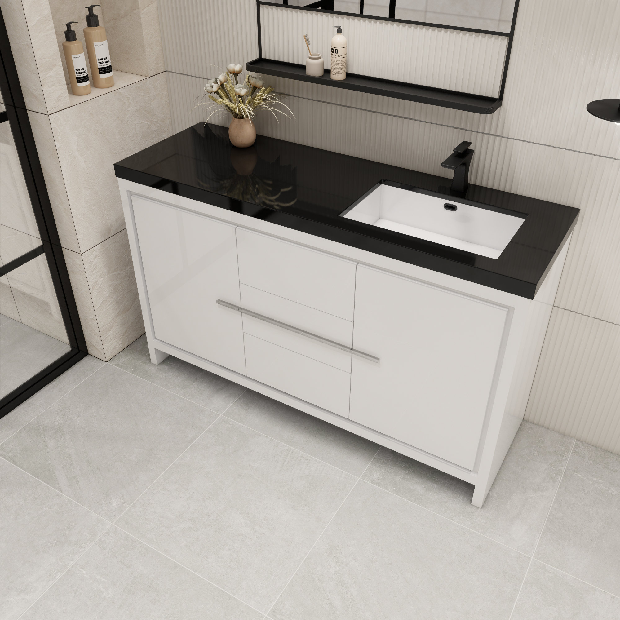 Latitude Run® Enderlin 58.82'' Free-standing Single Bathroom Vanity ...