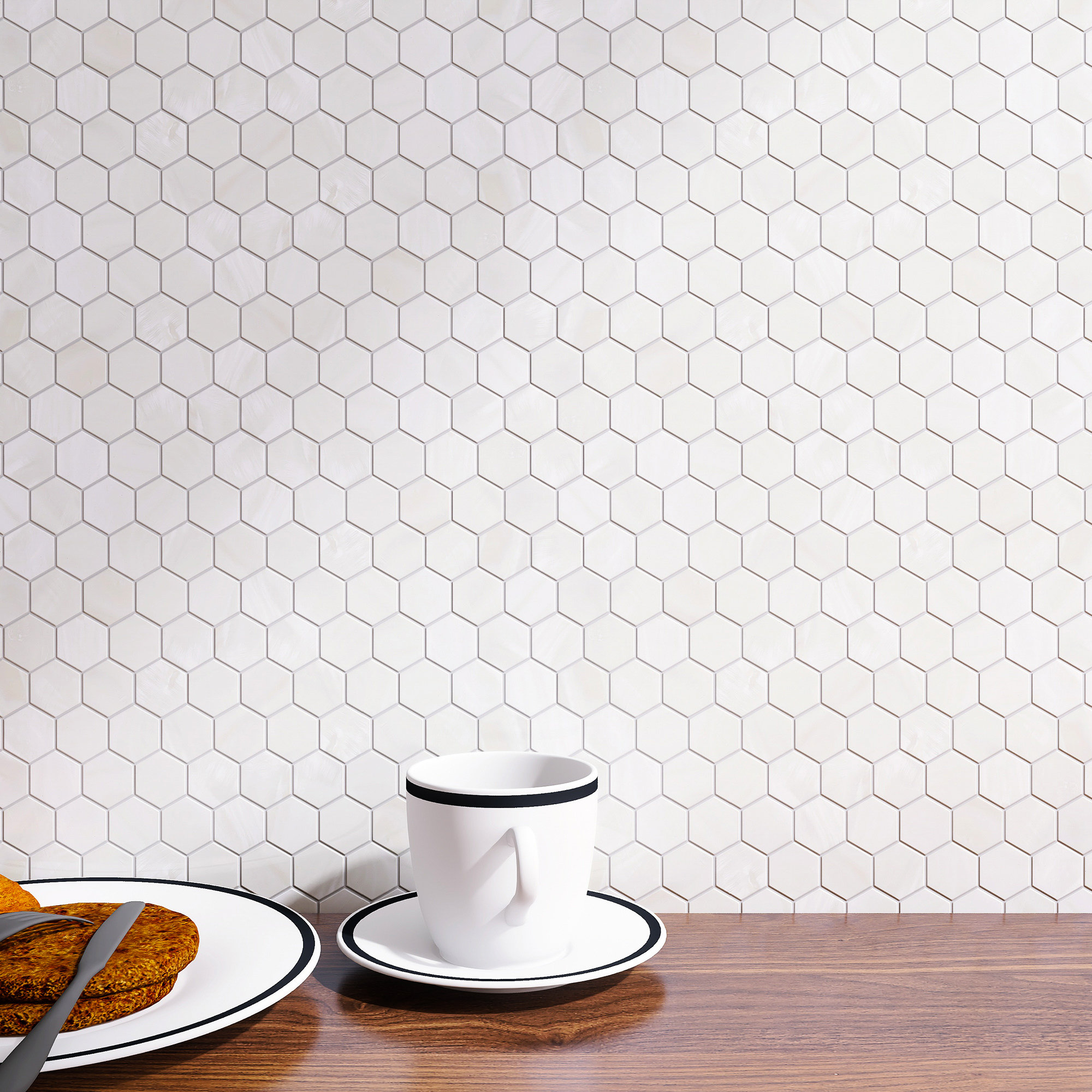 Supreme Tile Mother of Pearl 1" x 1" Seashell Honeycomb Mosaic Wall ...
