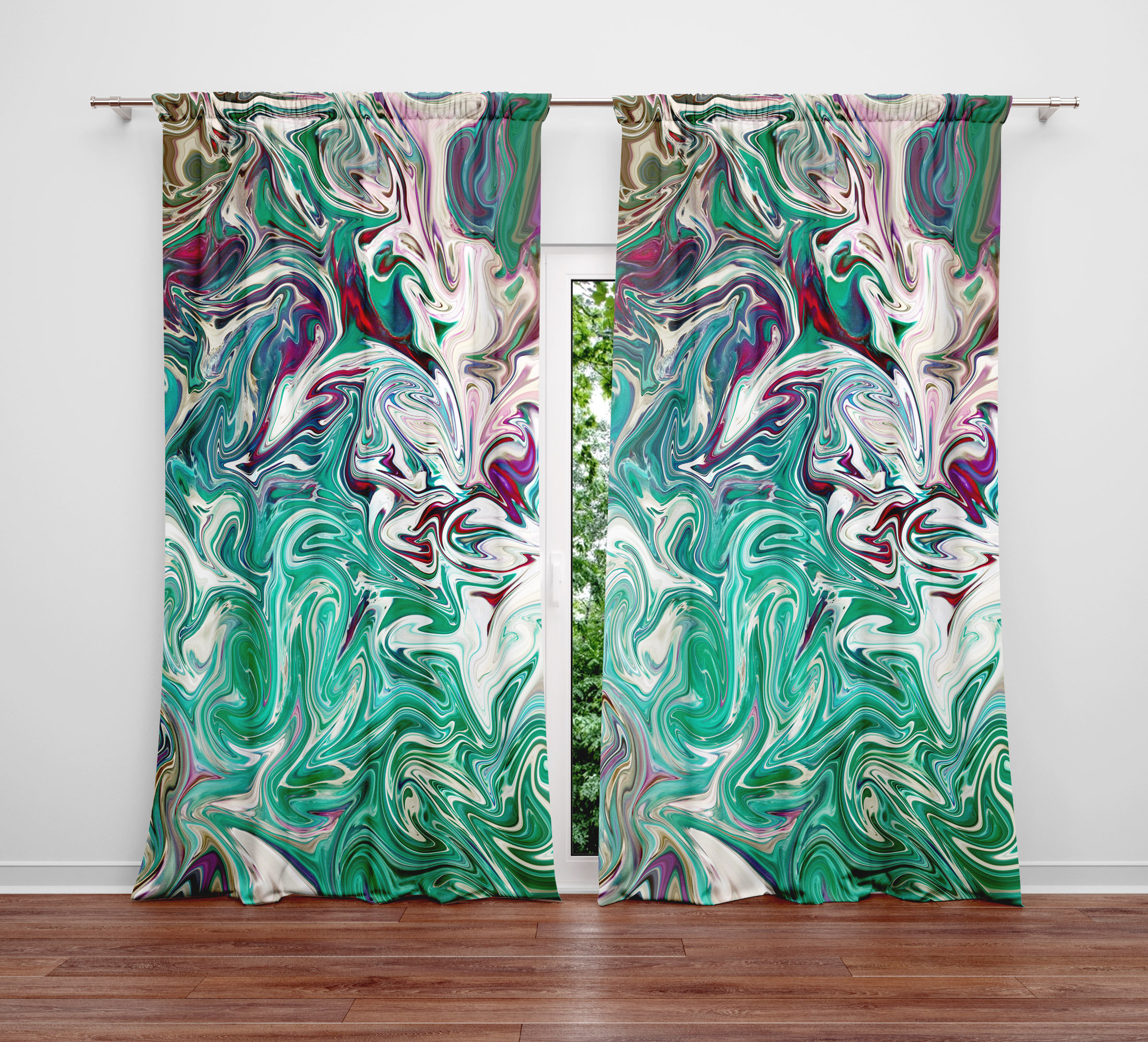 Orren Ellis Marbled Swirl Abstract Curtain Panels | Wayfair