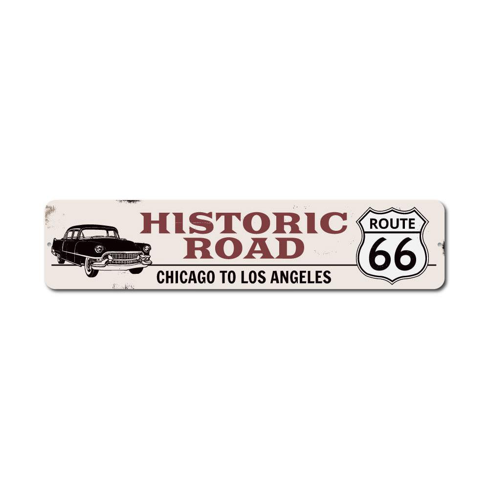 Lizton Sign Shop, Inc Classic Car Route 66 Custom Aluminum Sign | Wayfair