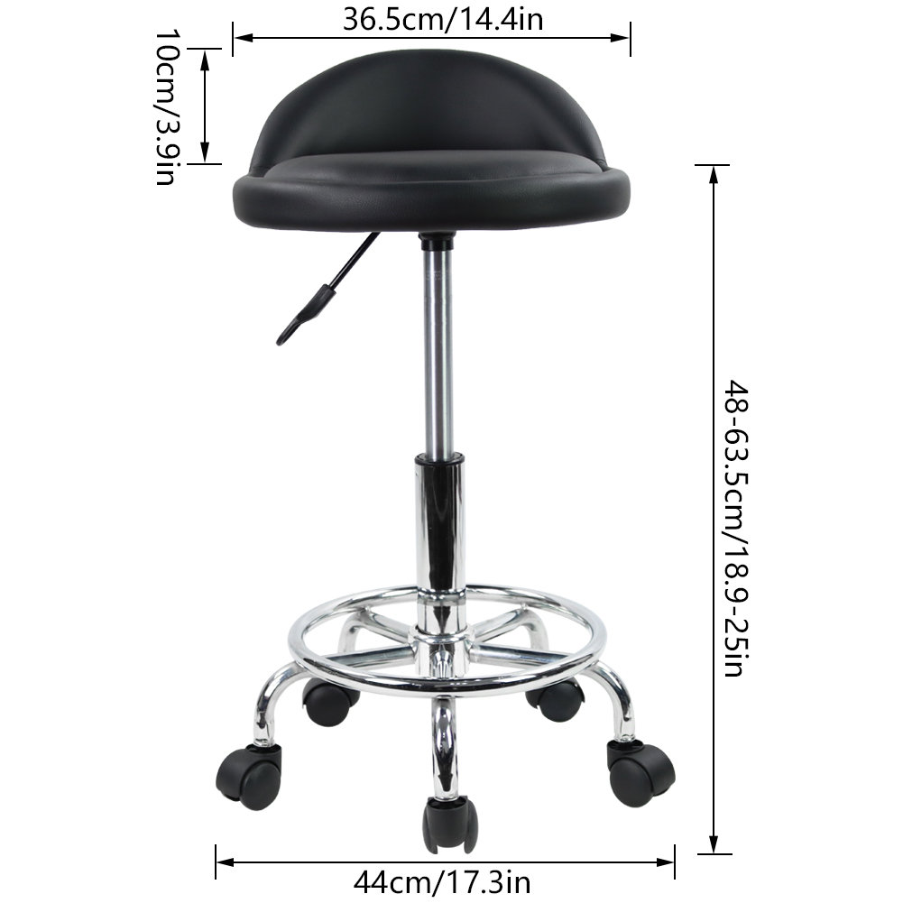 Inbox Zero PU Leather Round Rolling Height Adjustable Lab Stool with ...
