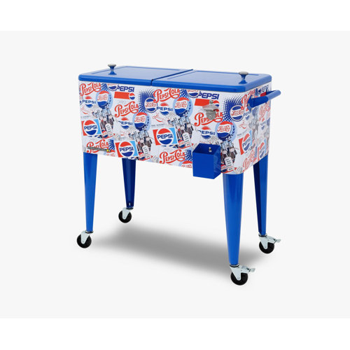 Permasteel Pepsi 80-Quart Classic Outdoor Patio Cooler on Wheels ...