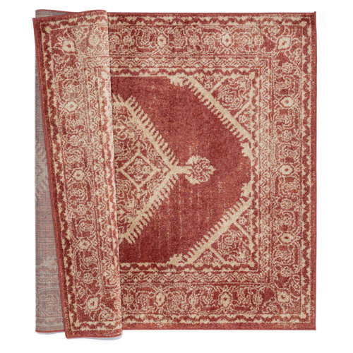 World Menagerie Hicklin Performance Brick Red Rug | Wayfair