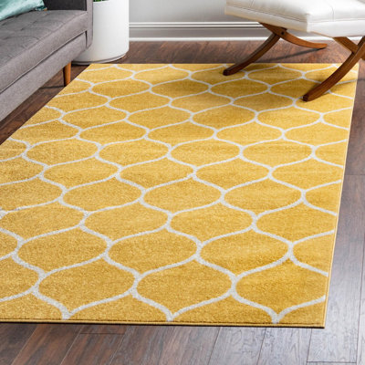 Bungalow Rose Llanet Performance Yellow Rug & Reviews | Wayfair