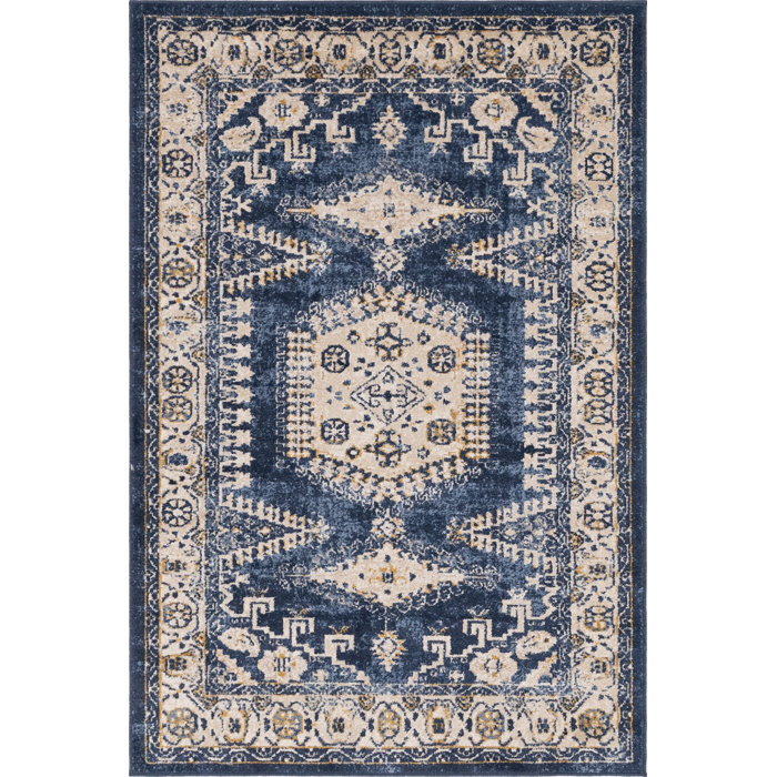 World Menagerie Offline Performance Navy Blue Rug & Reviews | Wayfair