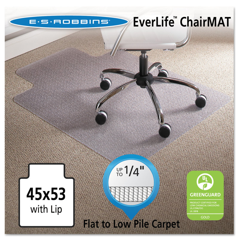 ES Robbins Standard Lip Chair Mat with Straight Edge for Firm Surfaces ...