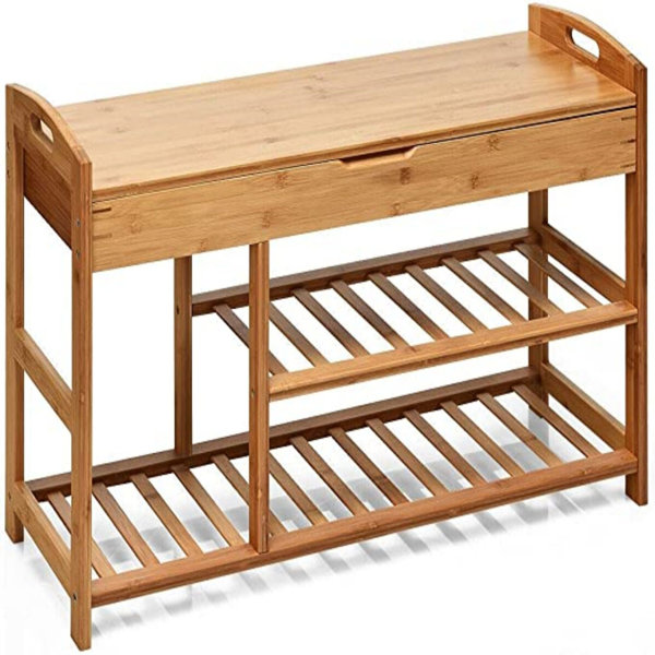 Rebrilliant 3 Tiers Shoe Rack Bench Multipurpose Storage Bench Shoe ...