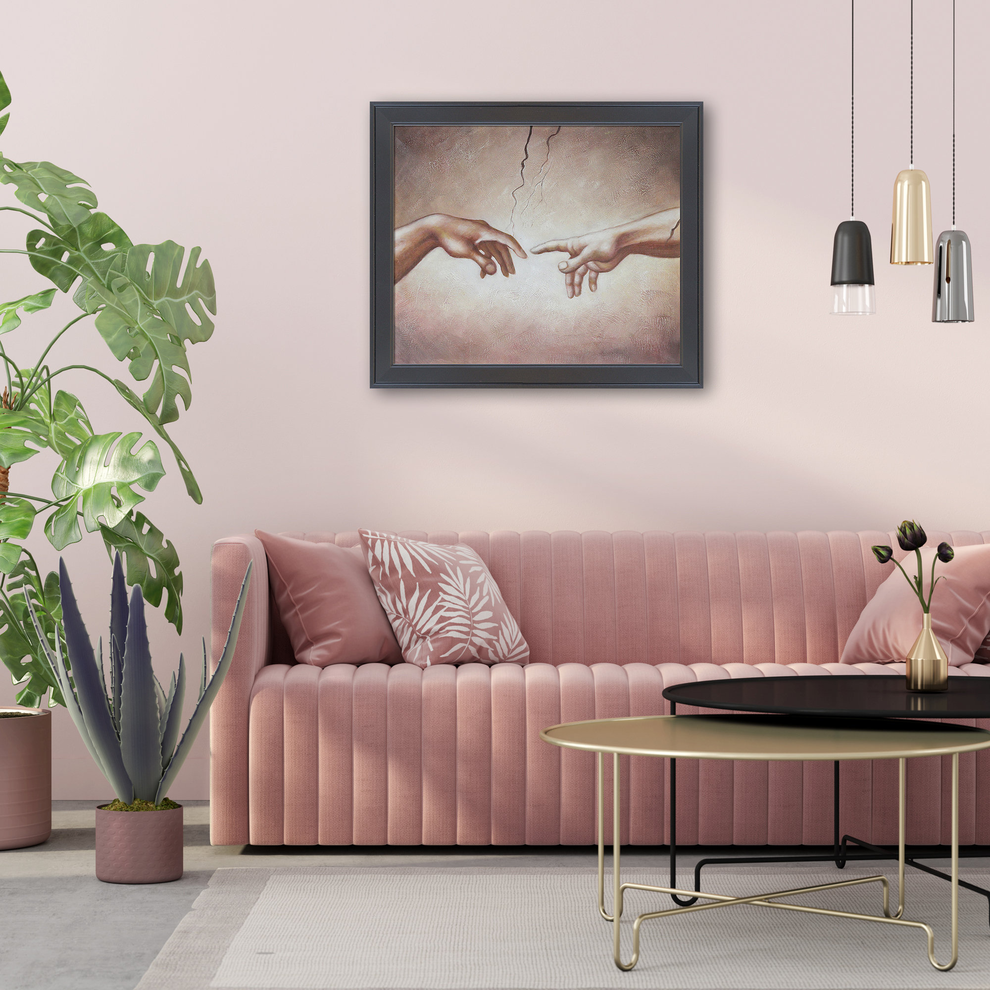 Wildon Home® Creation Of Adam by Michelangelo - Painting on Canvas ...