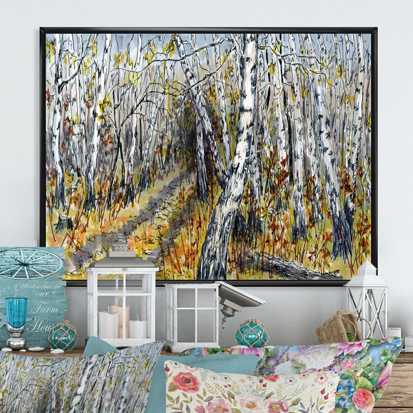 Millwood Pines Path Through The Birch Forest - Painting on | Wayfair