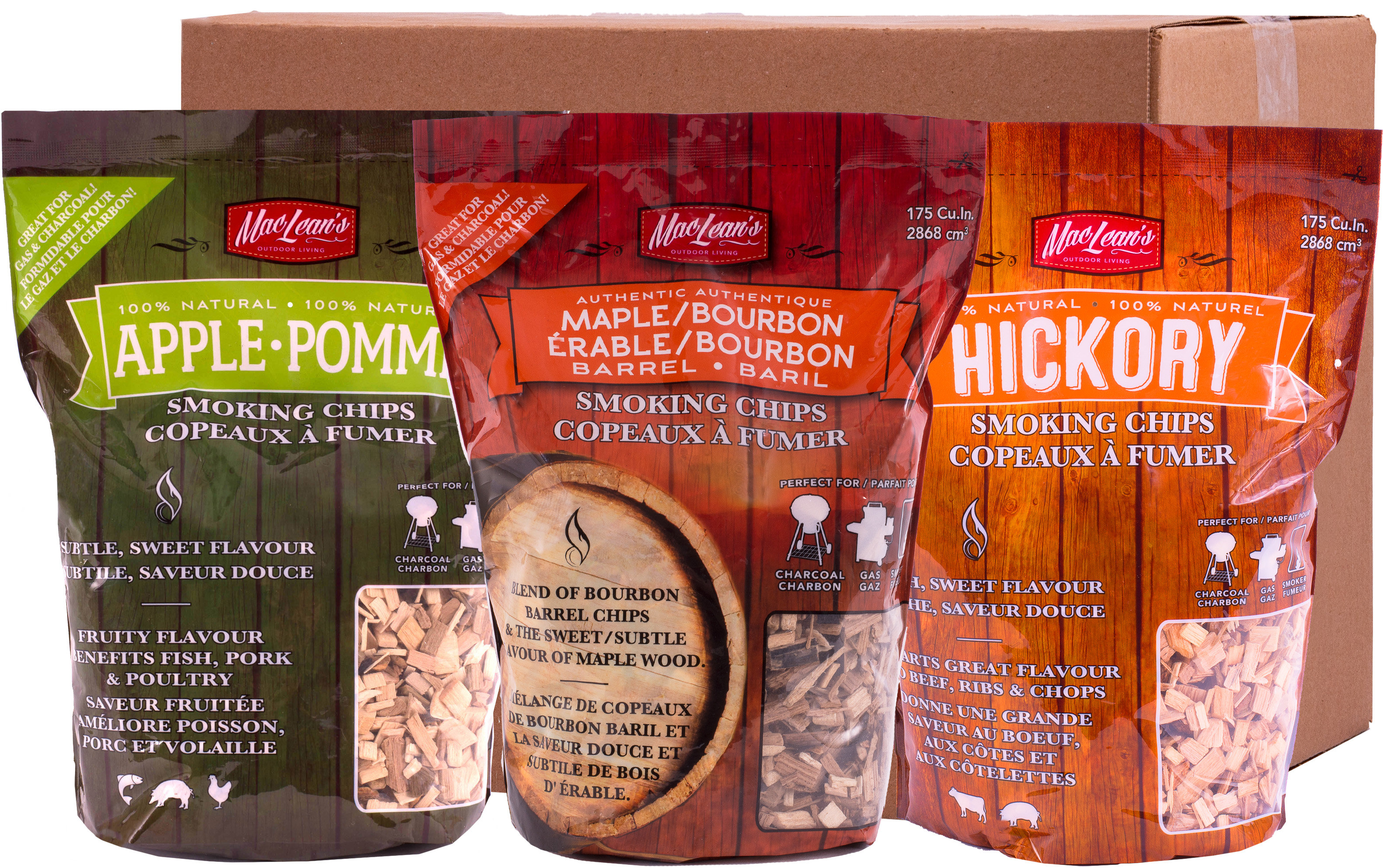 Maclean's Outdoor Maple/Bourbon Blend Wood Chip, Apple Wood Chip, and ...