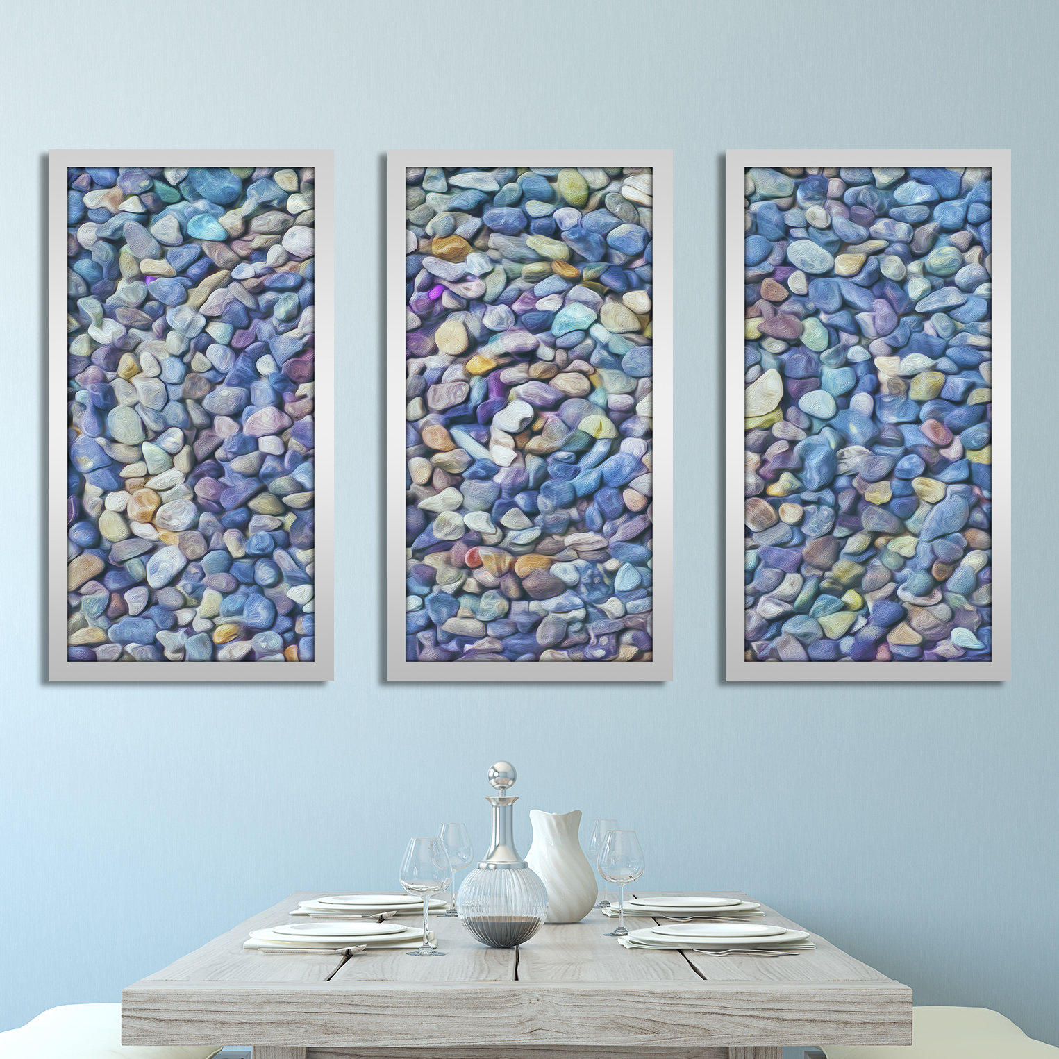 PicturePerfectInternational Water Stones 7 - 3 Piece Single Picture ...