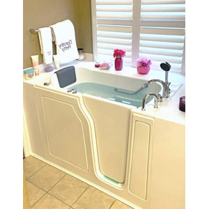 Avora Bath 48'' x 28'' Walk-In Soaking Fiberglass Bathtub with Faucet ...