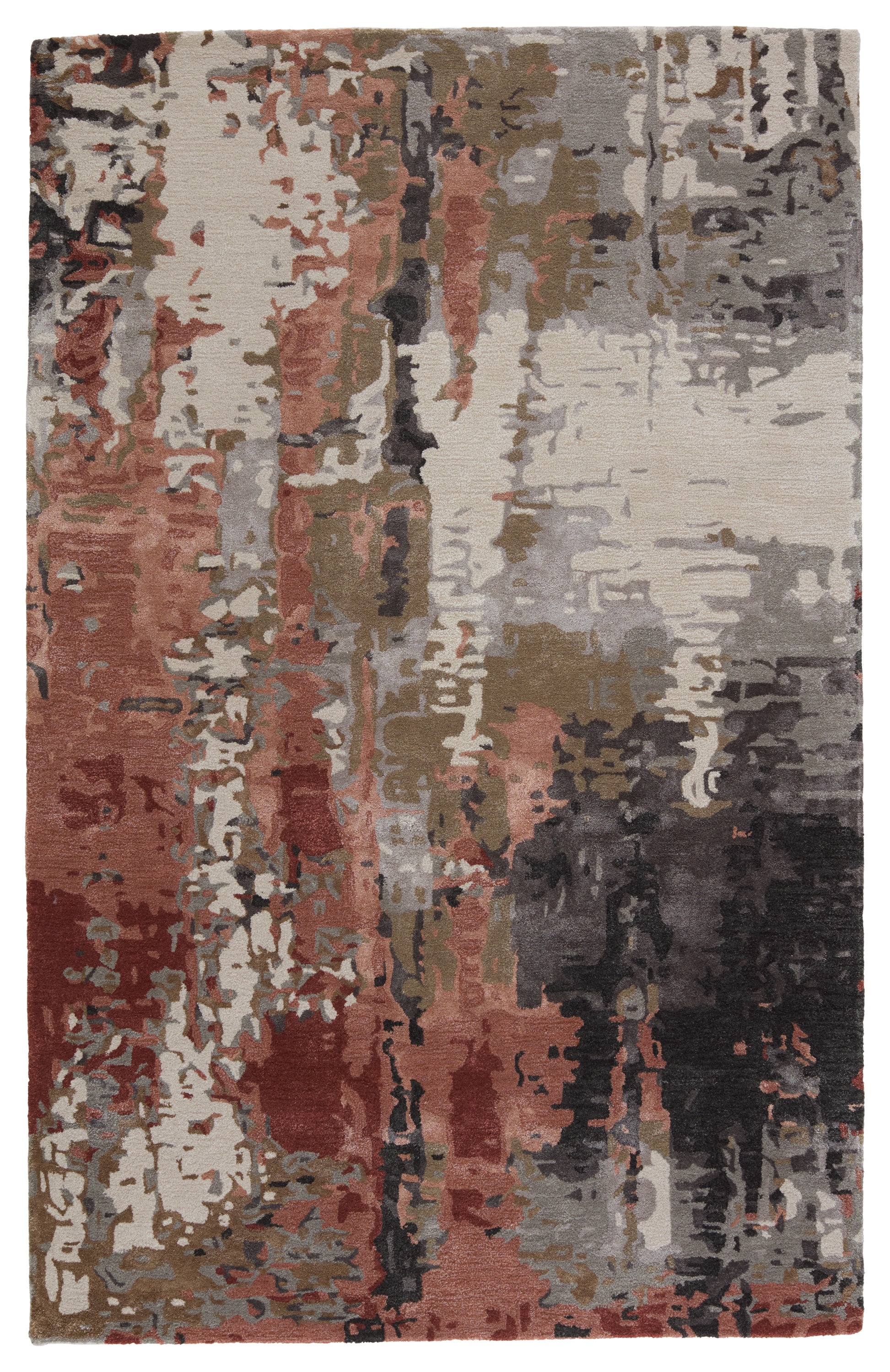 17 Stories Nyleah Handmade Red/Gray/Brown Rug | Wayfair