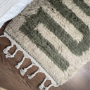 AllModern Essi Geometric Handmade Wool Area Rug in Green/Tan | Wayfair
