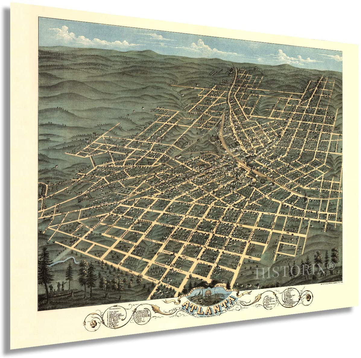 HISTORIC PRINTS Vintage 1871 Atlanta Georgia Map - Unframed Print | Wayfair