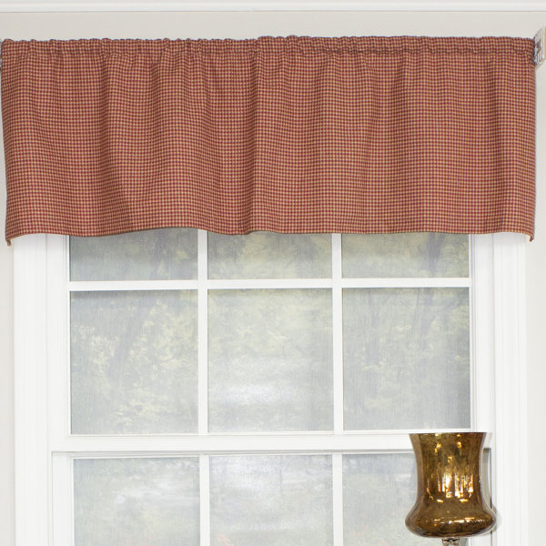 August Grove® Sasha Plaid Cotton Tailored 51'' Window Valance in Rust ...