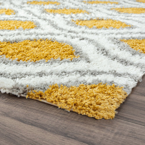Wade Logan® Brooklington Performance Yellow/Gray/White Rug & Reviews ...