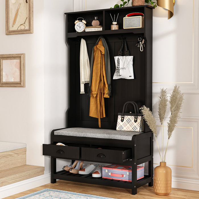 Red Barrel Studio® Modern Hall Tree with Bench and Shoe Storage ...