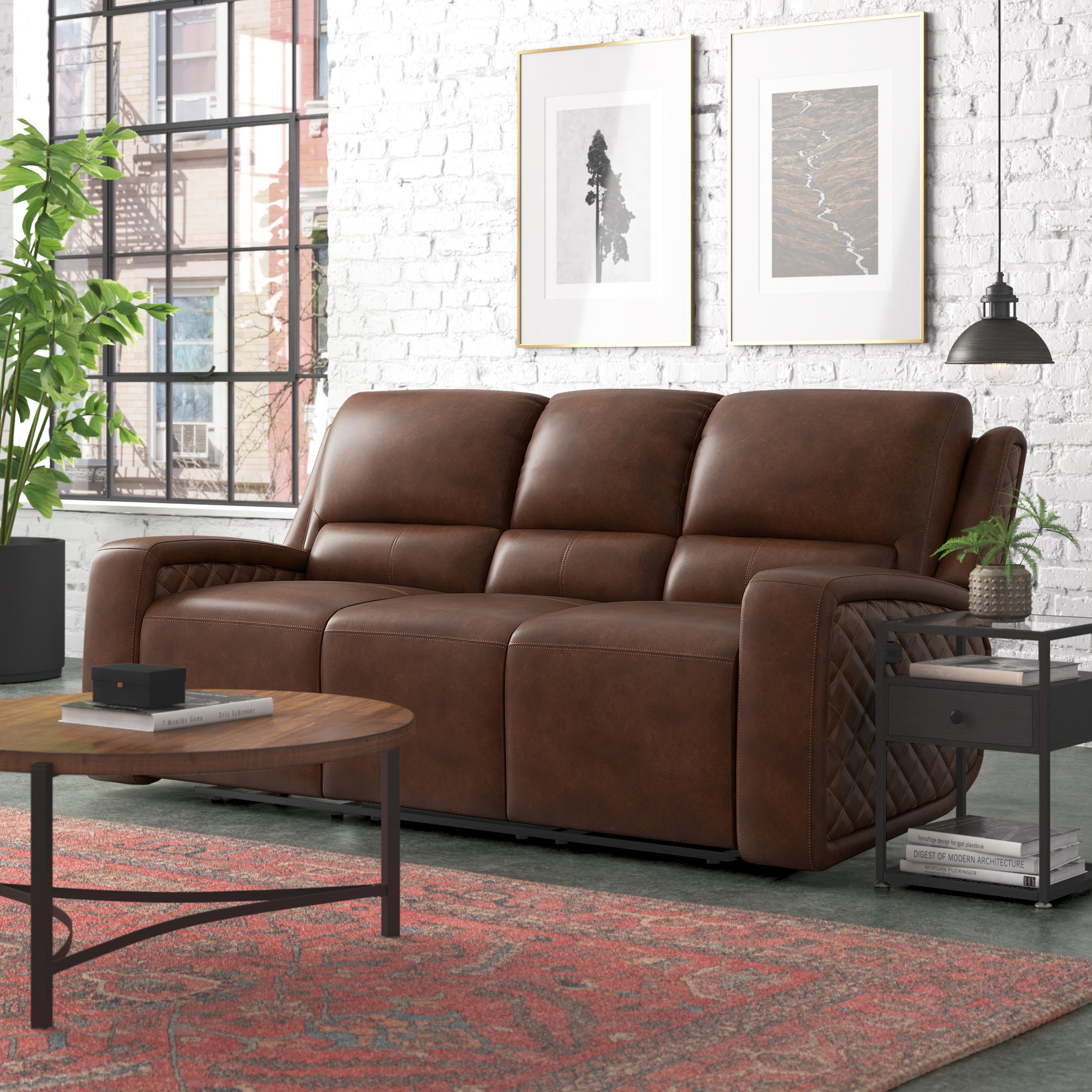 Steelside™ Drew 86'' Leather Power Reclining Sofa | Wayfair