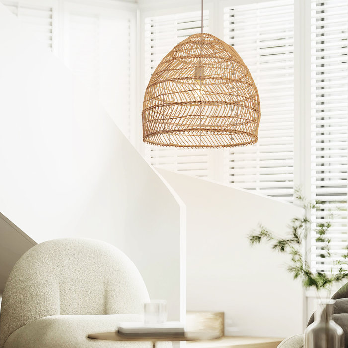 Bayou Breeze Turbeville 1 - Light Natural Rattan Single Pendant ...