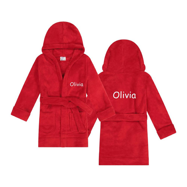 Alwyn Home Customizable Girls Boys Night Robe, Plush Kids Fleece ...