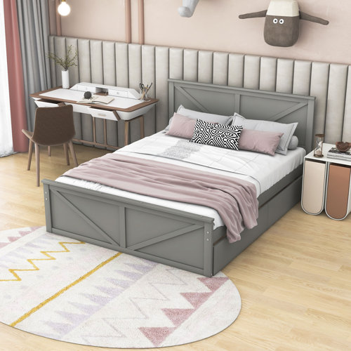 Latitude Run® John-Luke Wooden Platform Bed with 4 Drawers | Wayfair