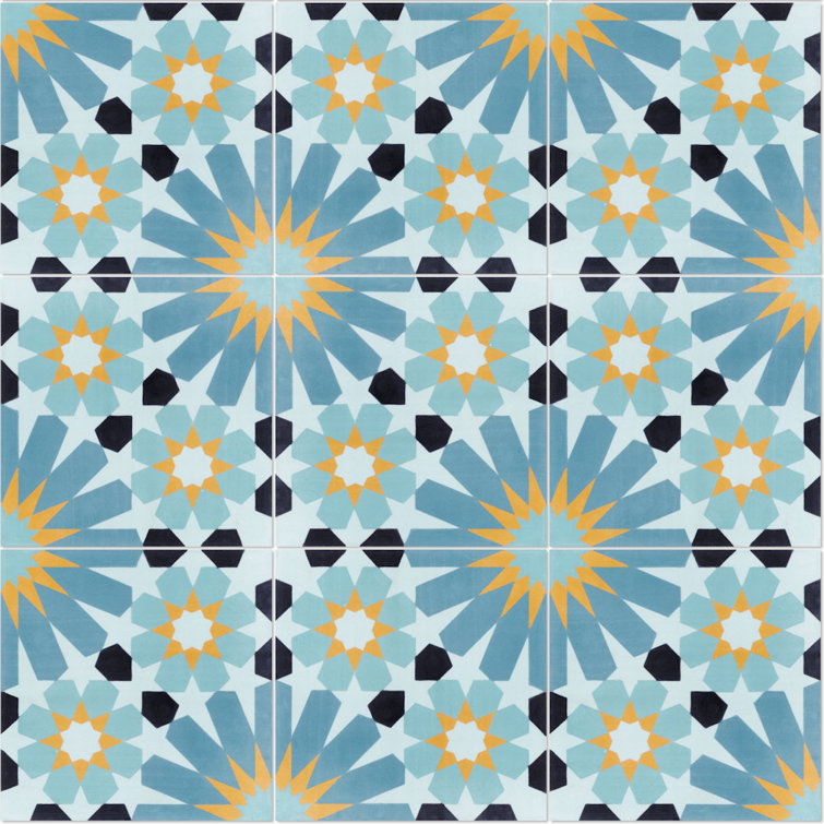 Villa Lagoon Tile Tangier 8" x 8" Cement Patterned Wall & Floor Tile ...