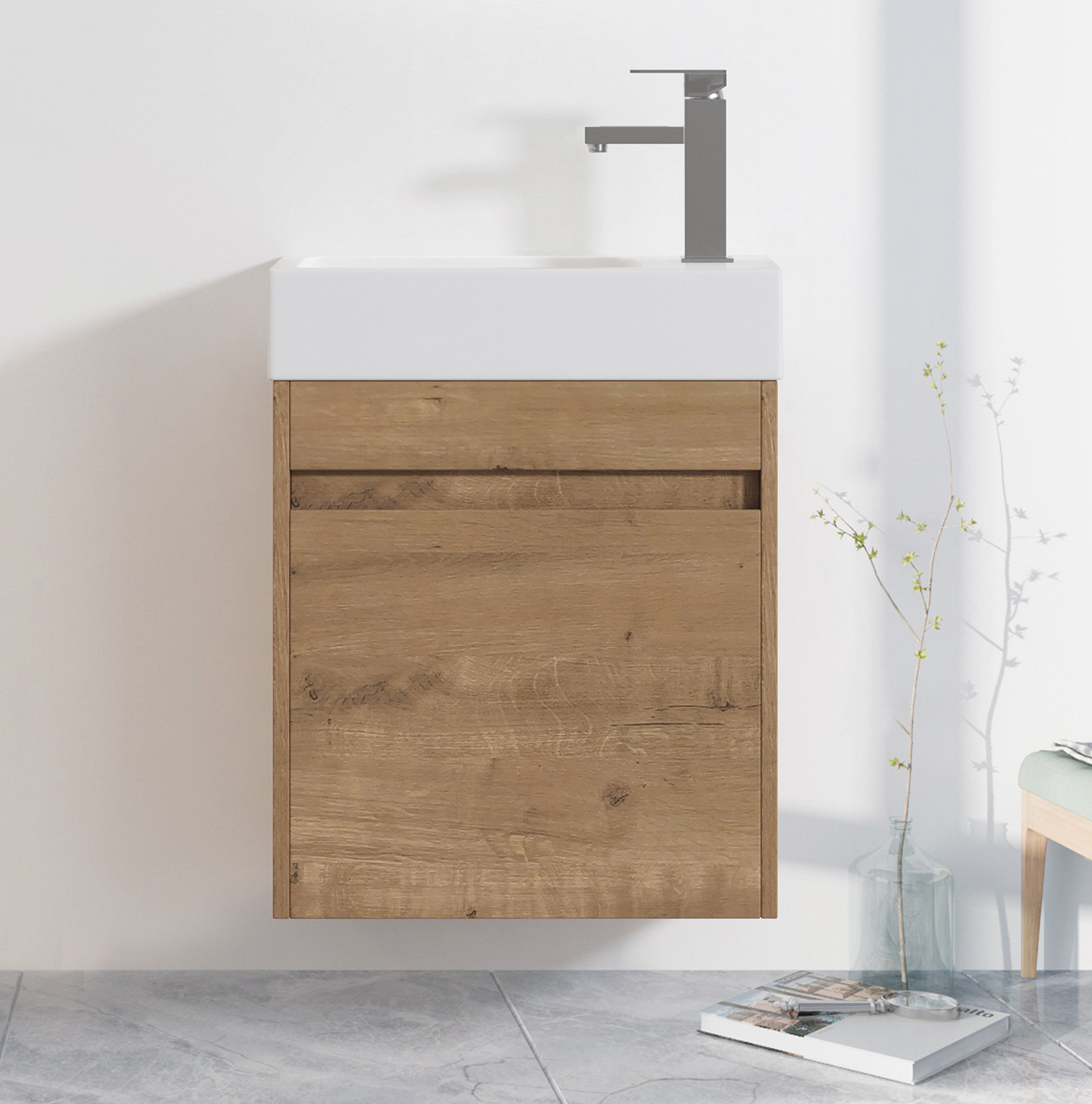 Ebern Designs Svend 18.1" W x 10.2" D x 22.8" H Single Bathroom Vanity ...