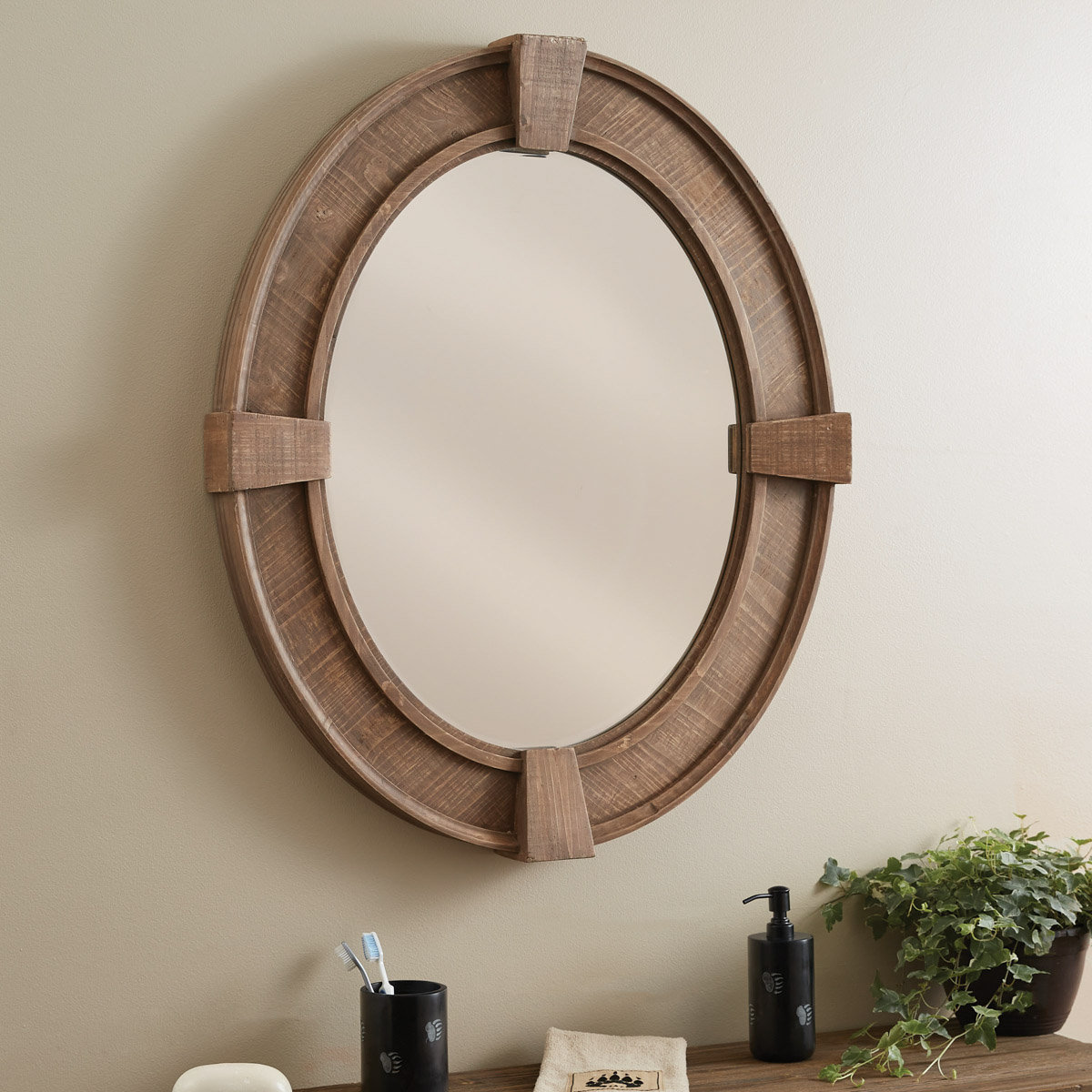 Millwood Pines Tecumseth Oval Wood Wall Mirror | Wayfair