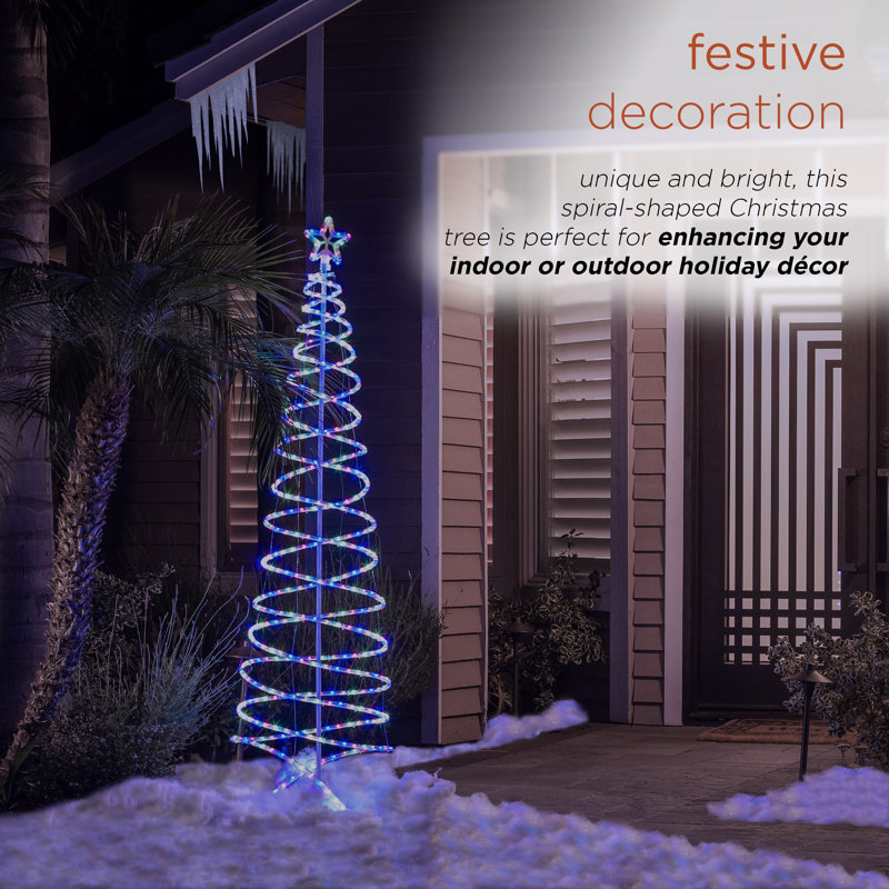The Holiday Aisle® Spiral Christmas Tree Lighted Display & Reviews ...