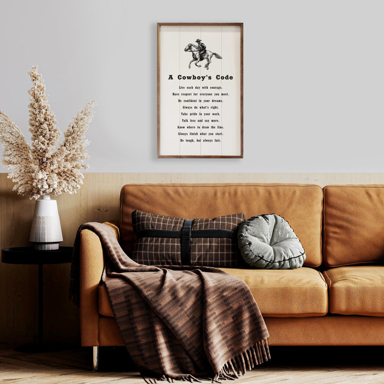 Winston Porter Cowboy Code - Single Picture Frame Textual Art on Wood ...