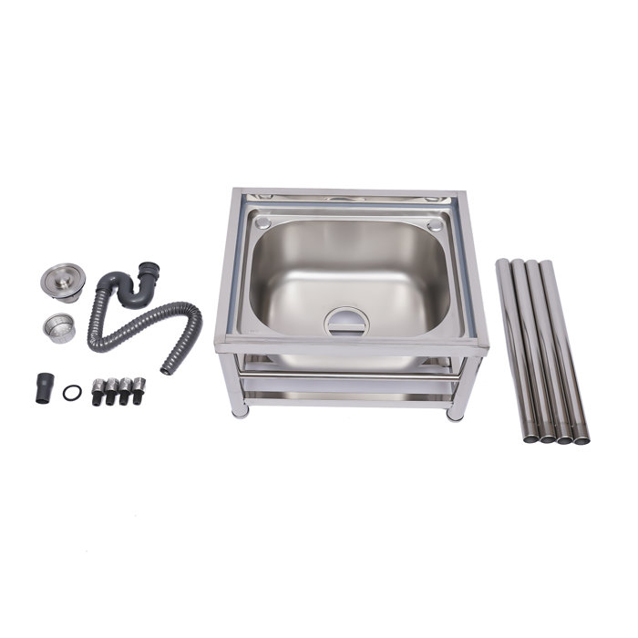 FRONG 21.64'' L x 17.72'' W Silver Free Standing Bar Sink | Wayfair