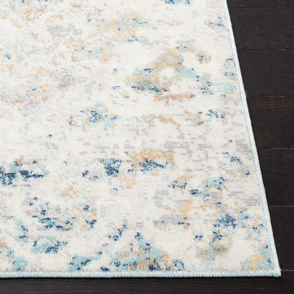 17 Stories Hussain Performance Ivory/Blue Rug & Reviews | Wayfair